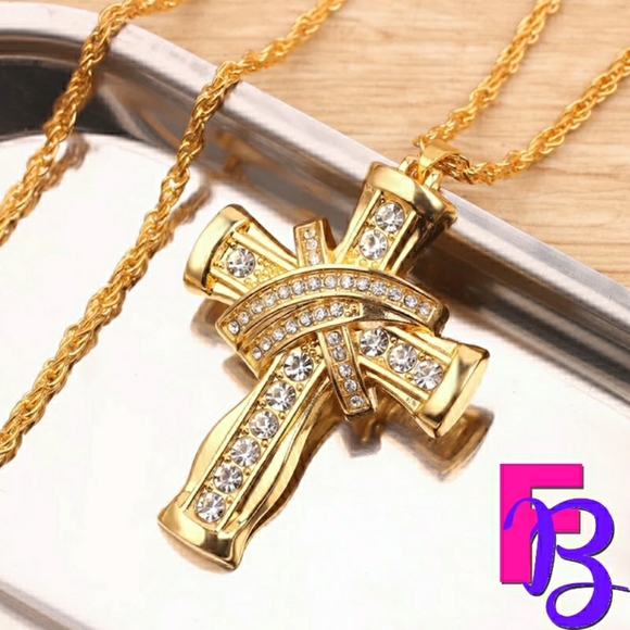 Urban Legend | Accessories | Large 4k Gold Iced Cross Chain | Poshmark